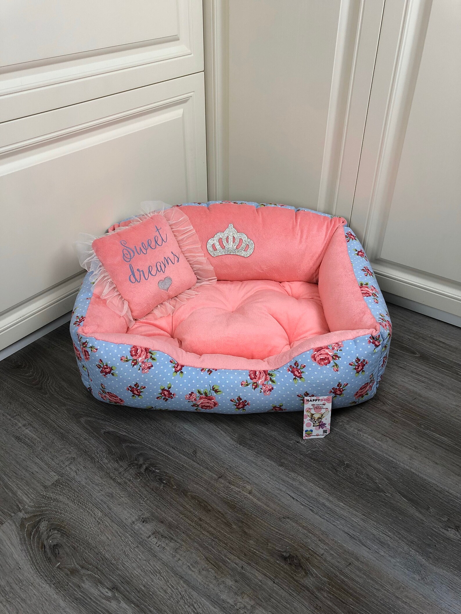 Flower and Flamingo Pink Designer Dog Bed Princess Dog Bed - Etsy