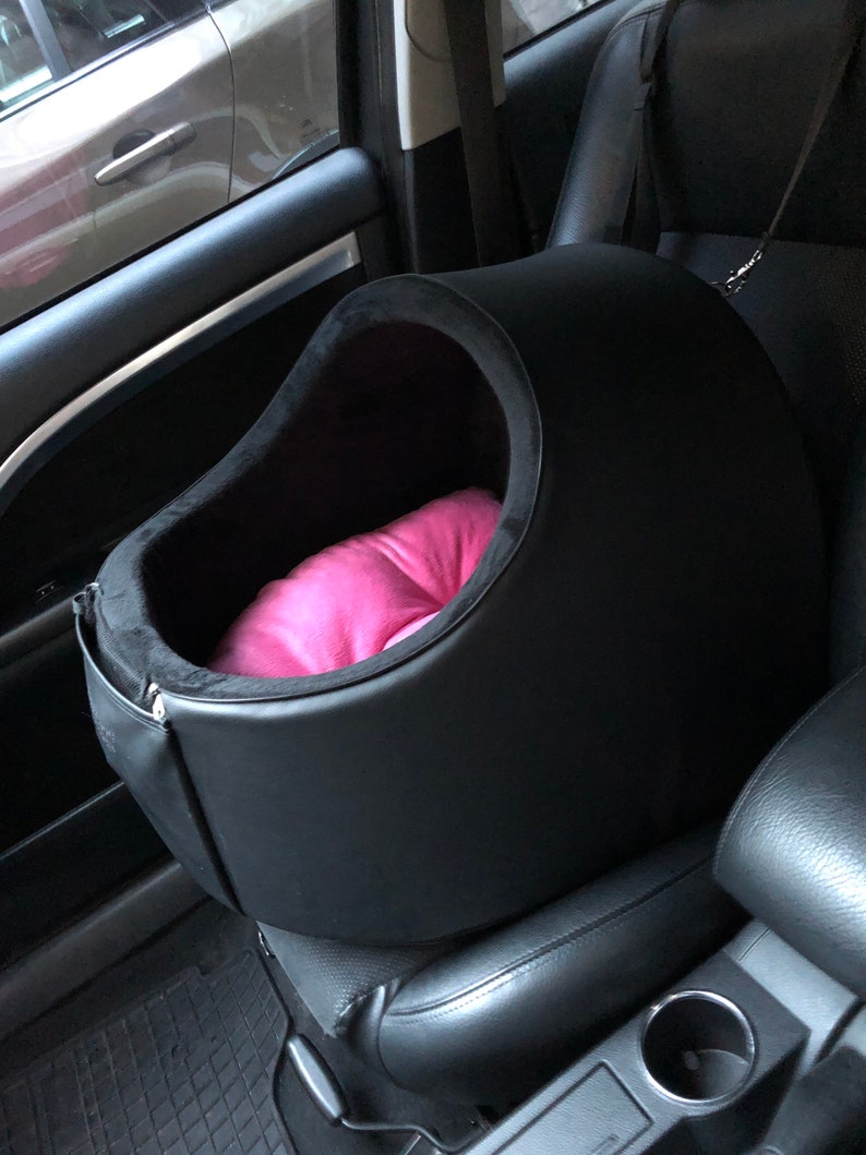 Black faux leather dog car seat Driving kit for dog Designer | Etsy