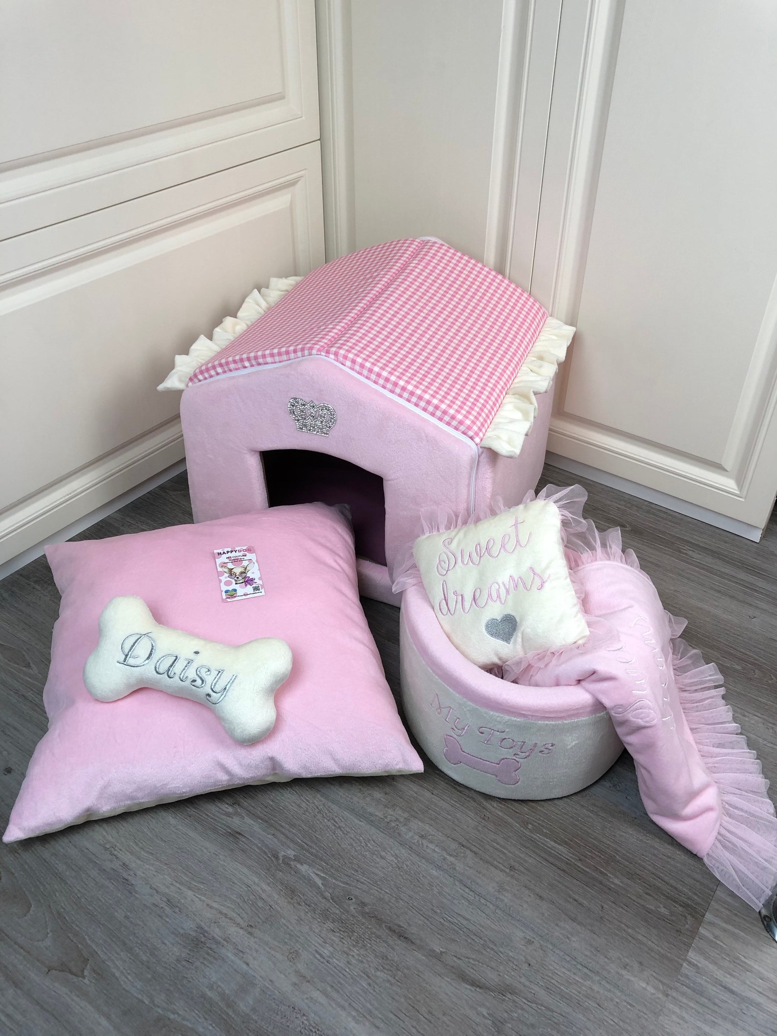 Baby Pink Dog House for Princess Dog Designer Pet House With | Etsy