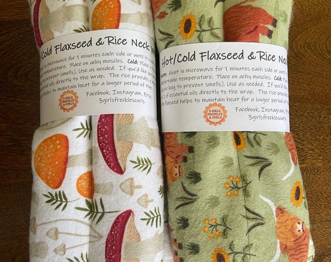 Microwavable Flaxseed Rice Bag, Hot or Cold, Neck Wrap, Shoulders, Heat ...