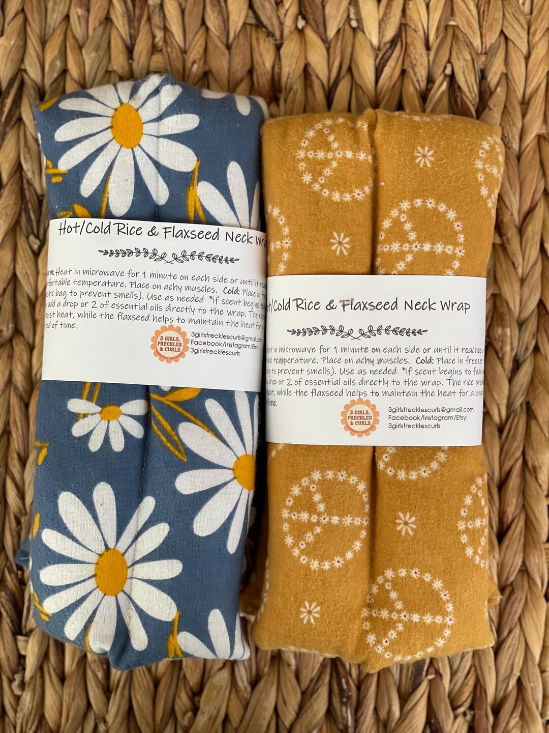 Microwavable Flaxseed Rice Bag, Hot or Cold, Neck Wrap, Shoulders, Heat ...