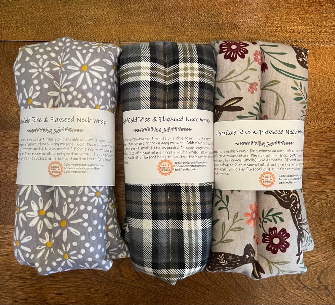 Microwavable Flaxseed Rice Bag, Hot or Cold, Neck Wrap, Shoulders, Heat ...