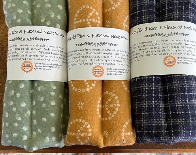 Microwavable Flaxseed Rice Bag, Hot or Cold, Neck Wrap, Shoulders, Heat ...