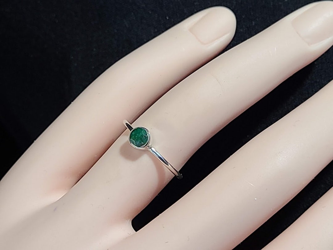 Small Emerald Ring, Size 7.5, us/canadian Sizes, Faceted, Set in 92.5 ...