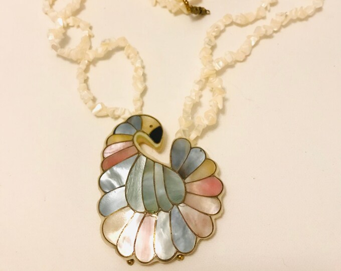 Hand Painted Shell Nuggets and Avalon Exotic Bird Necklace. - Etsy