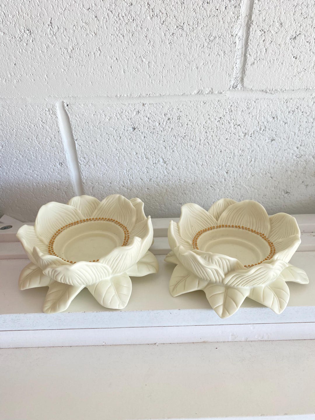 Vintage Partylite Bisque Porcelain Magnolia Lotus Candle Holder - Etsy