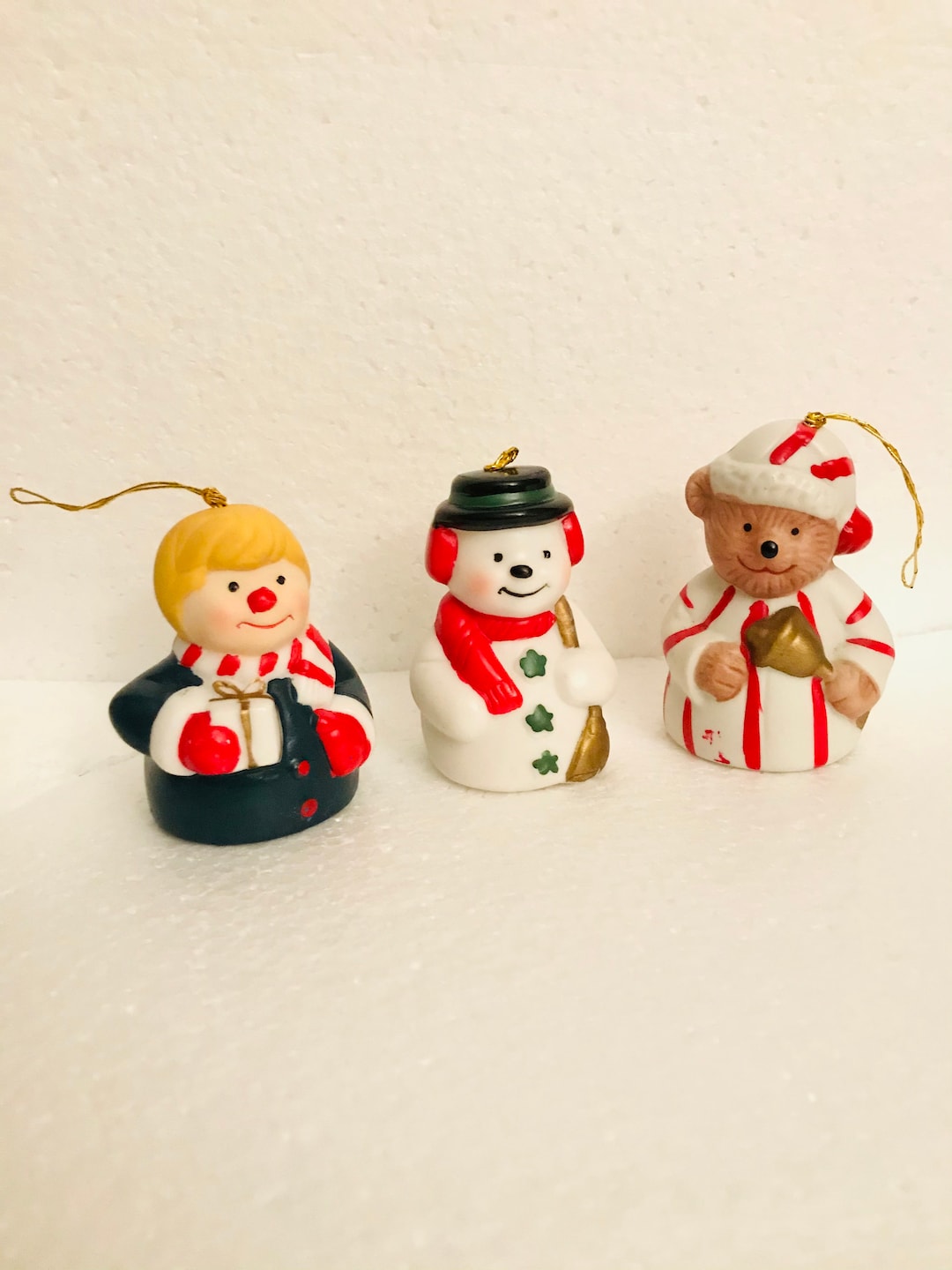 Vintage Porcelain Christmas Bells, Snowman Bells, 3. - Etsy