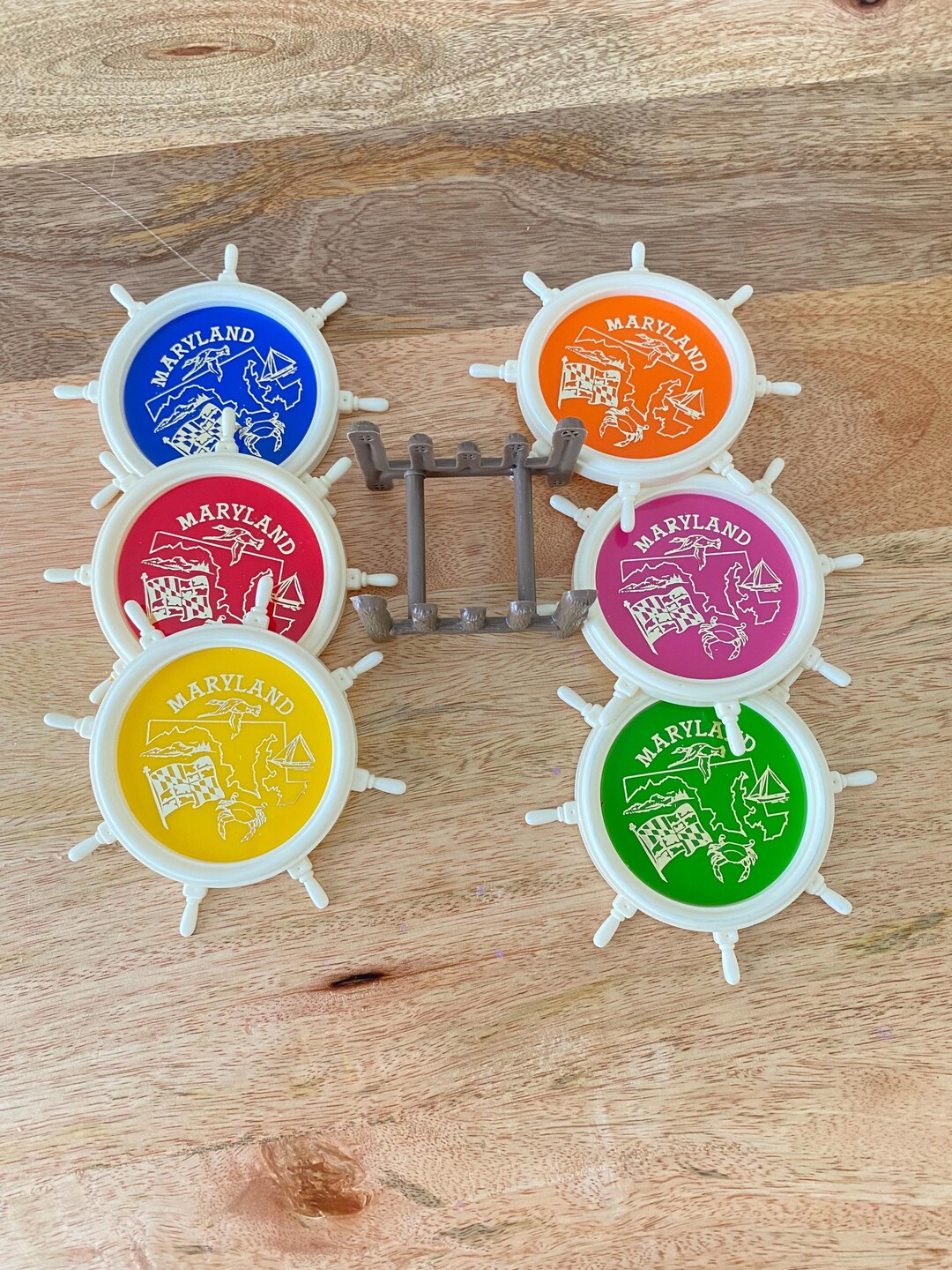Vintage 1970's Retro Drink Plastic Nautical Theme Coasters Party Colors ...