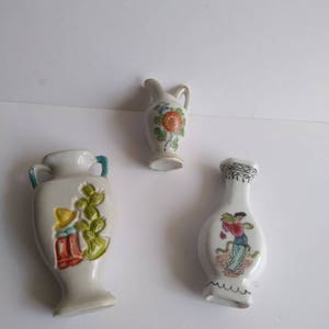Miniature Porcelain Vases, Lot of Three Mini Curio Cabinet Collection ...