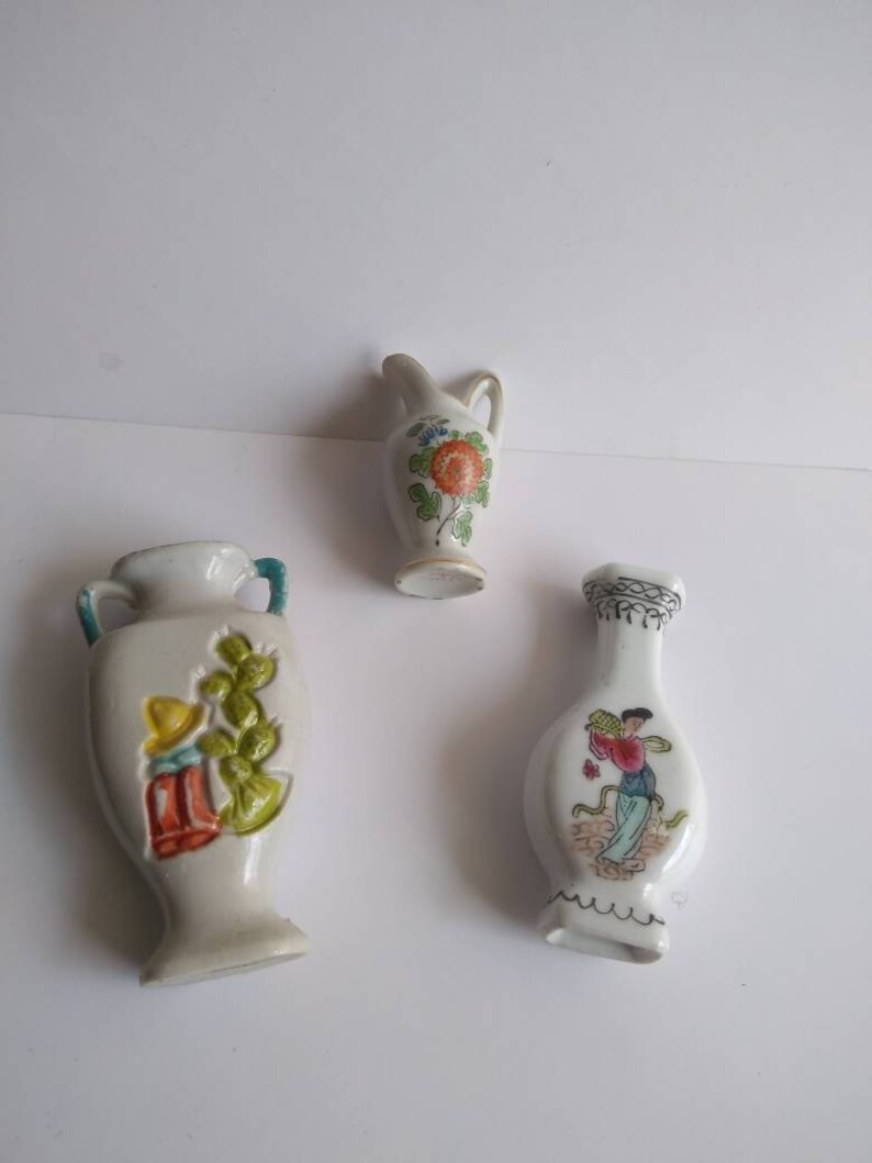 Miniature Porcelain Vases Lot of Three Mini Curio Cabinet | Etsy