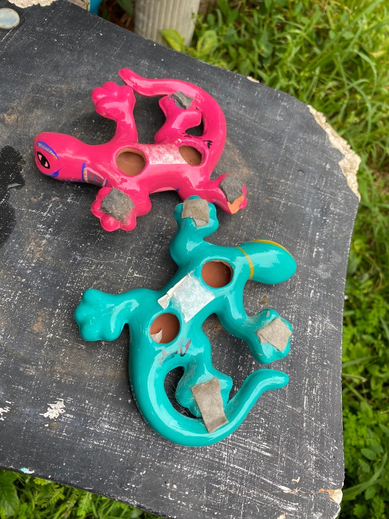 Hand Painted Clay GECKO LIZARD, Set of 2, Made in Cozumel, Mexico. - Etsy
