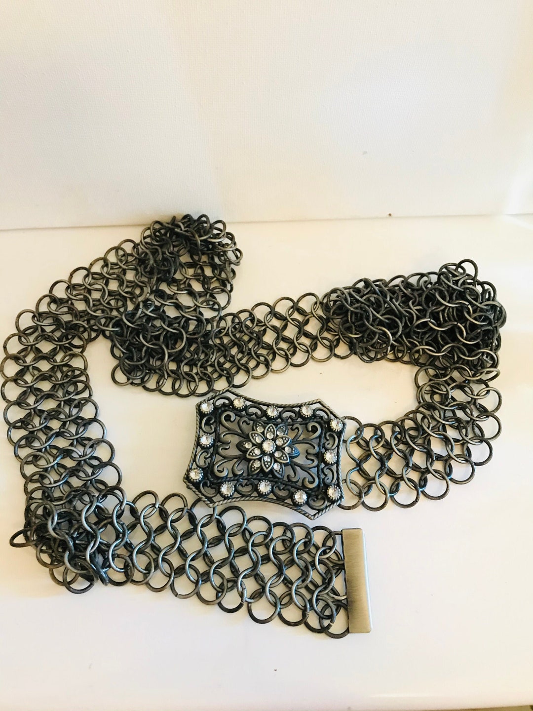 Vintage Chain Belt With Rhinestones. - Etsy