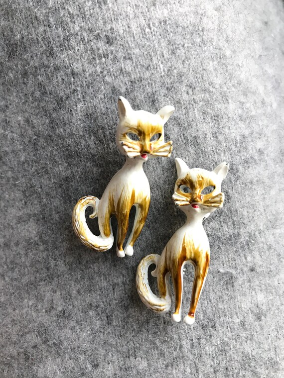 Vintage Twin Siamese Cat Brooch Pins Cats Lovers Gifts. - Etsy
