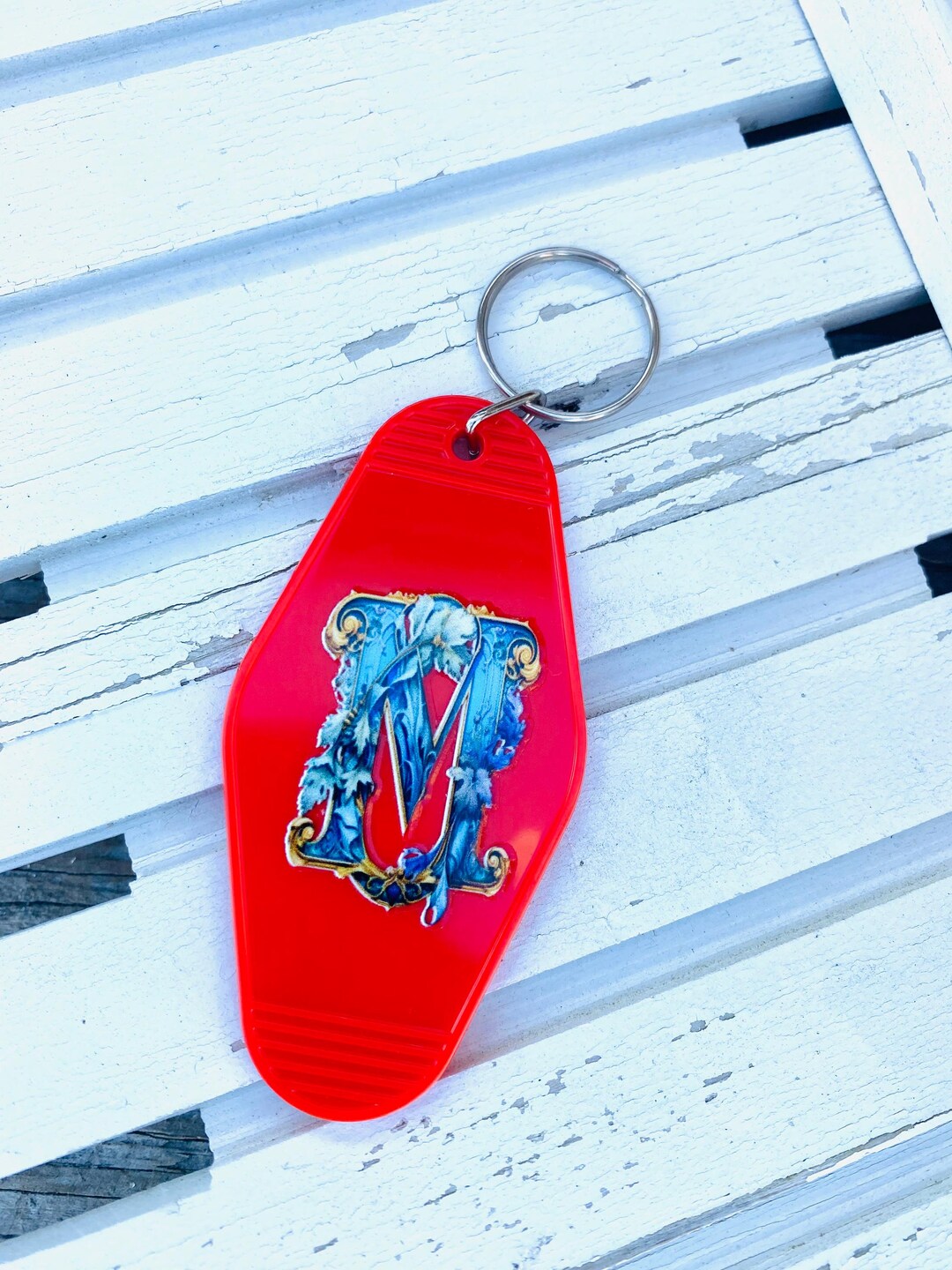 Motel Keychain Initial “M” Retro Red Plastic Keychain. - Etsy