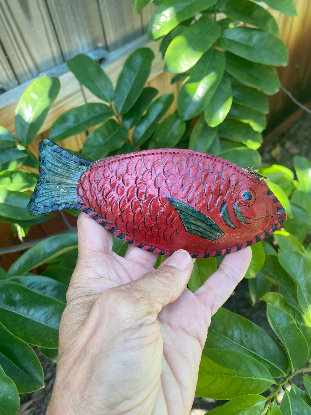 Vintage Leather Red Fish Coins Wallet. - Etsy
