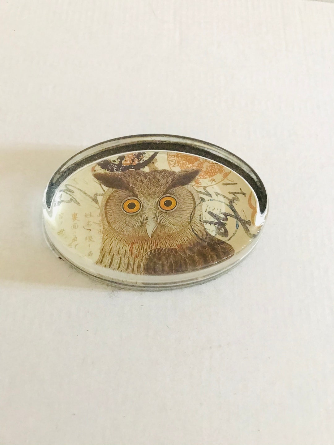 Vintage Glass Owl Paperweight. - Etsy