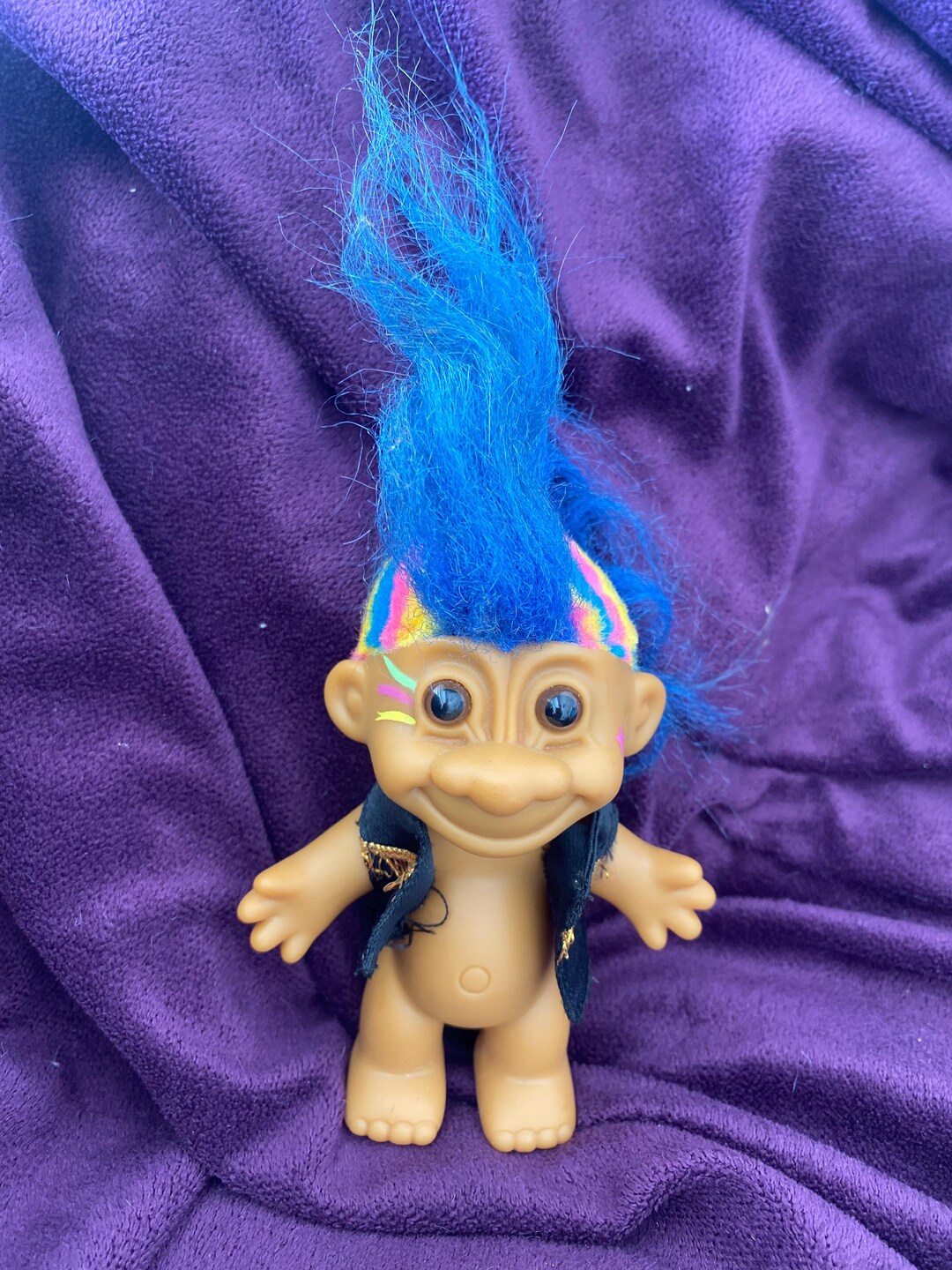 Vintage RUSS 4.5" Rock Star TROLL Guitar Mohawk Blue Rainbow Hair. - Etsy