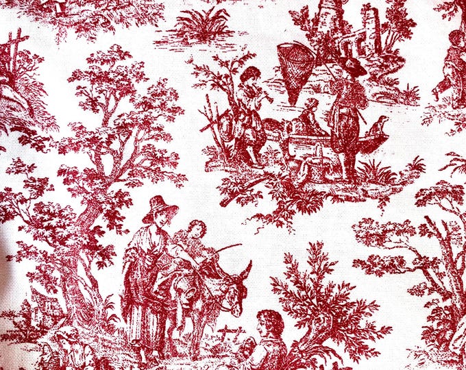 Rustic Life Pompeian Red Toile Fabric. Waverly French Fabric. Red Toile ...