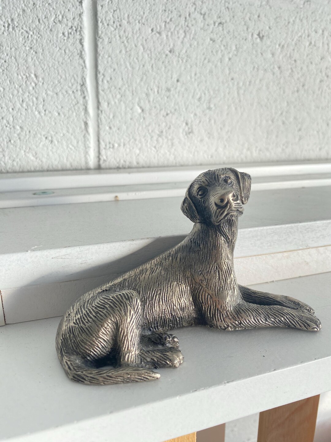 Vintage Castagna Italy Silver Brass Labrador Statue Golden Retriever ...