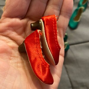 Vintage Satin Dolls High Heels Shoes, 10 Pairs, Red Doll Shoes, Green ...