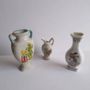 Miniature Porcelain Vases, Lot of Three Mini Curio Cabinet Collection ...