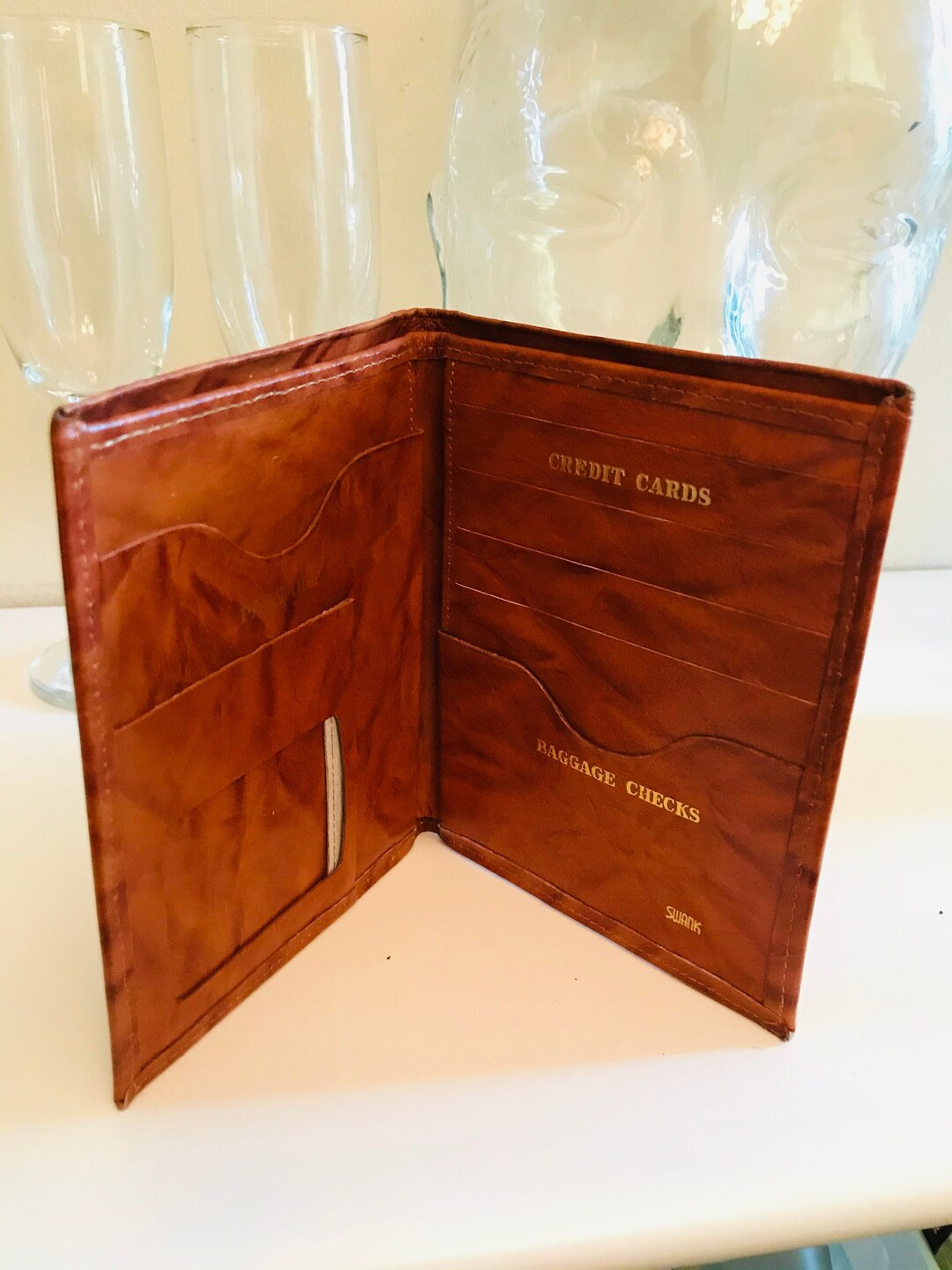 Vintage Swank Mahogany Credits Cards, Passport, ID Leather Wallet. - Etsy