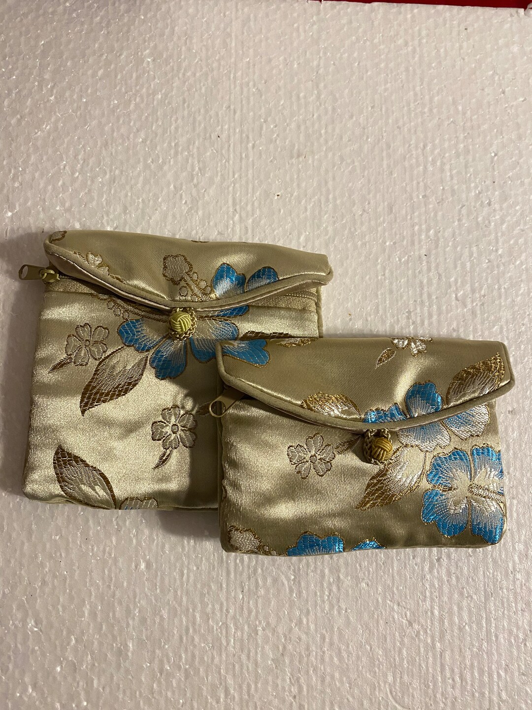 Honora Zippered Bag Silk Pouch Coin Purse, Make Up, Toiletries Bag, Set of 2. - Etsy