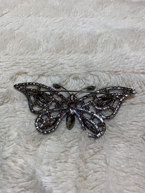Vintage Big Custom Butterfly Brooch with Rhinestones. - Gem