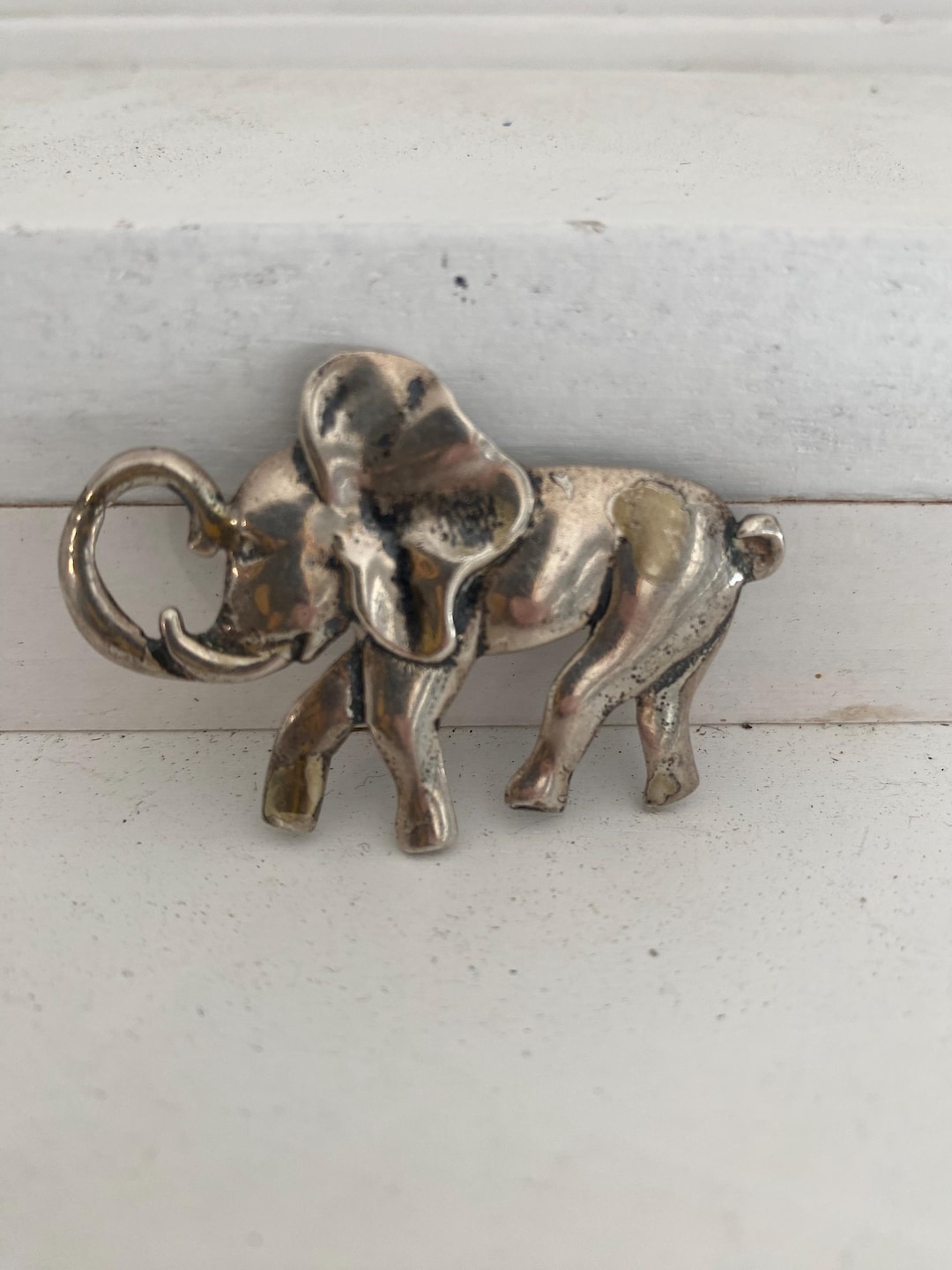 Vintage Sterling Silver Elephant Brooch, Read Description. - Etsy