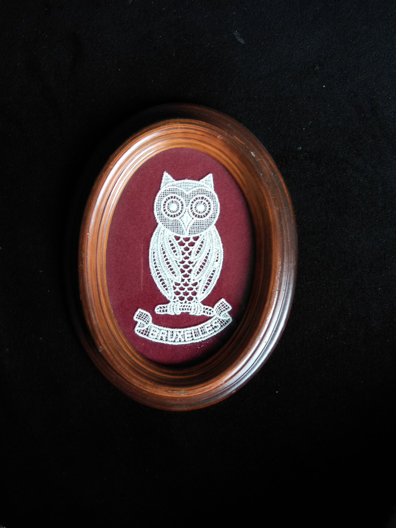 Framed Bruxelles Embroidered Owl Art Oval Framed Embroidery - Etsy