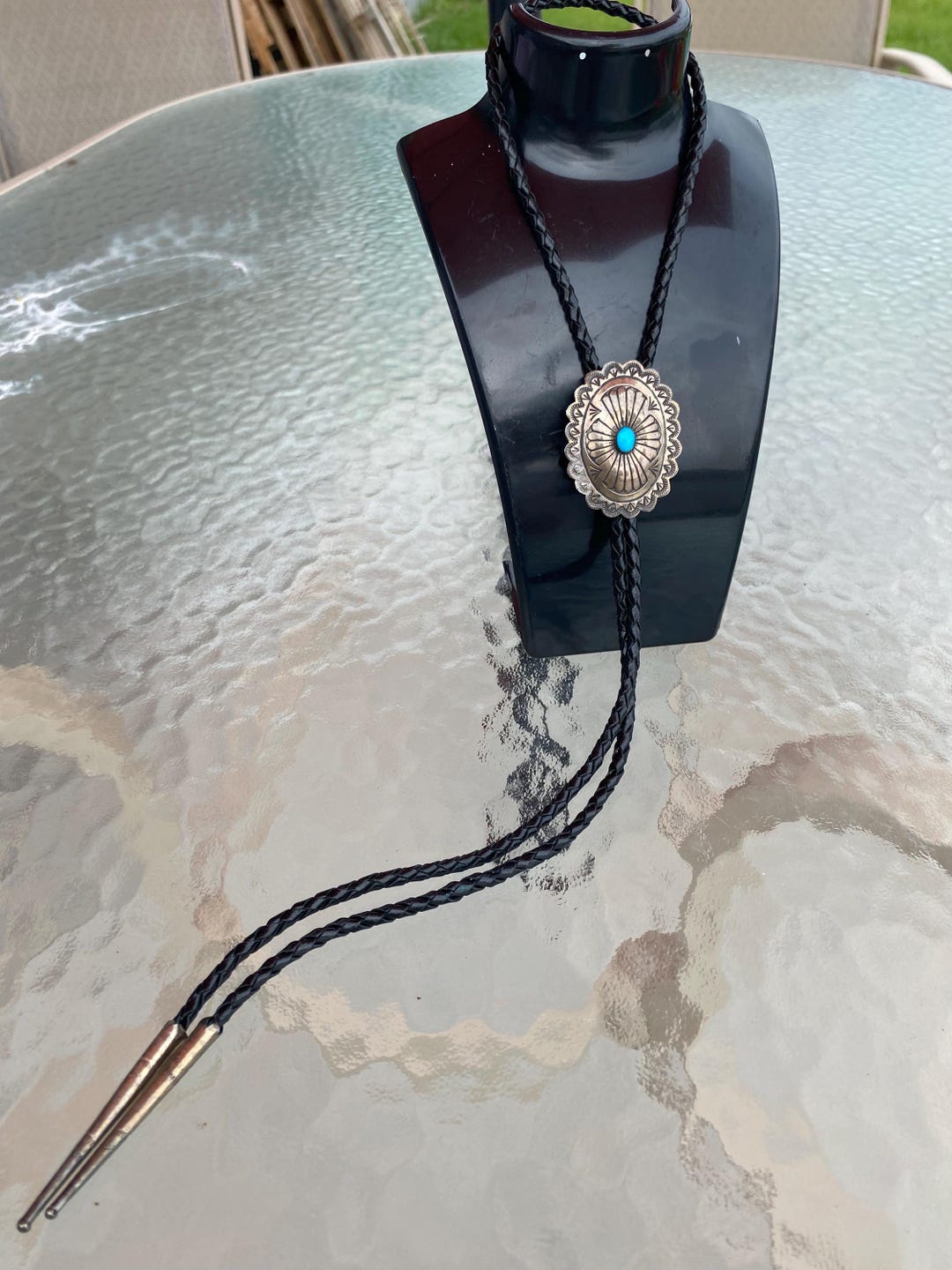Rodeo Bolo Tie Western Cowboy Black Leather Necktie With Stone. - Etsy