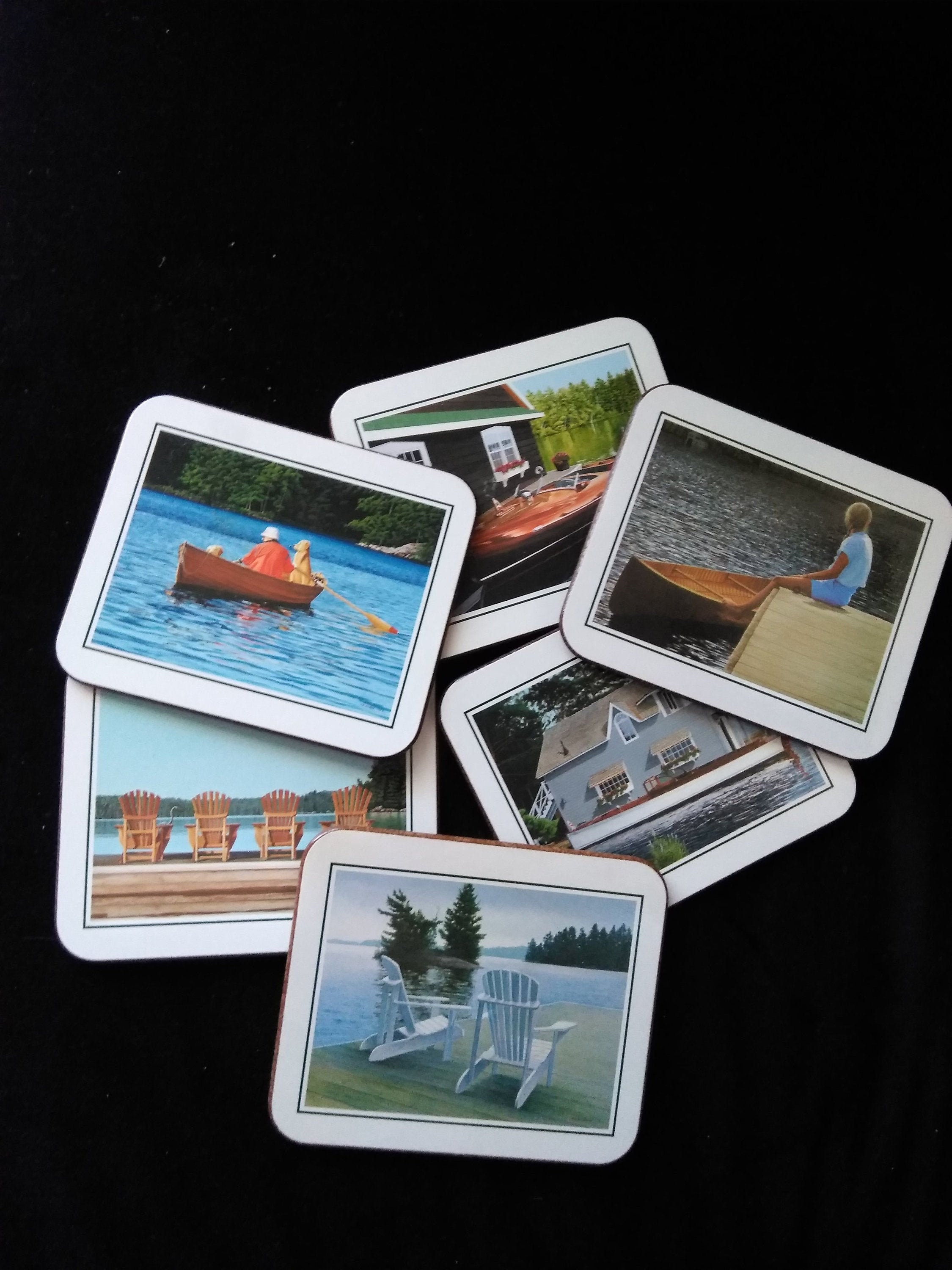 Vintage Summer Scenes Coasters. Six Nautical Coasters Summer - Etsy