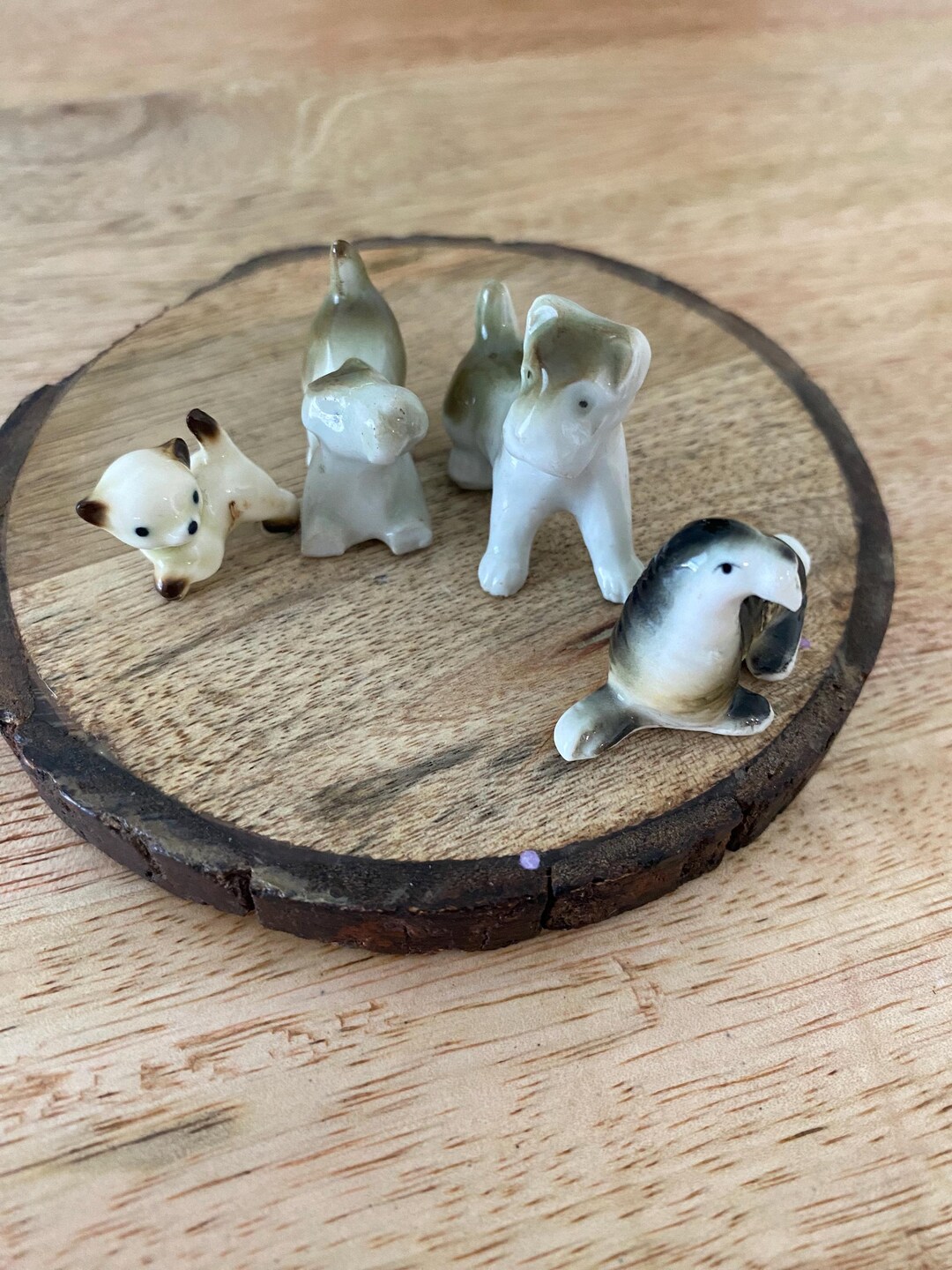 Bone China Miniature Figurines, Marine Lion, Terrier Dogs, Cat ...