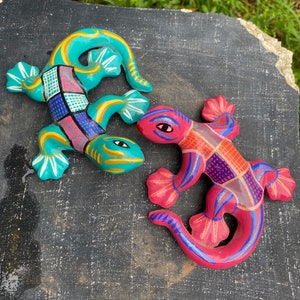 Hand Painted Clay GECKO LIZARD, Set of 2, Made in Cozumel, Mexico. - Etsy
