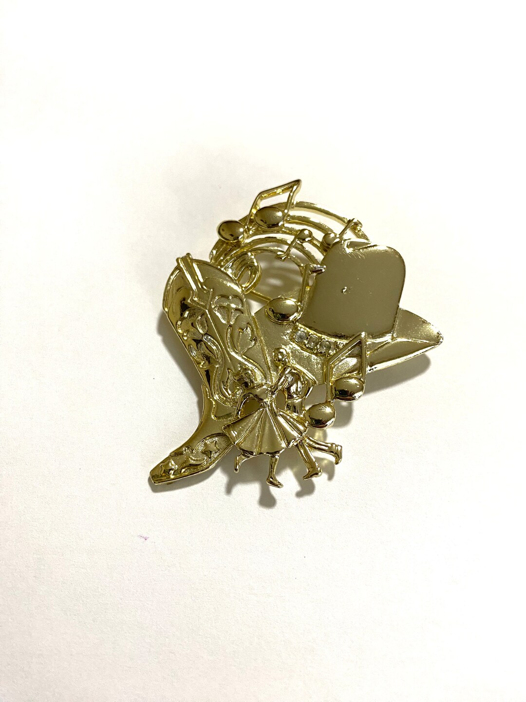Vintage Signed AJC Country Music Cowboy Boots Hat Gold Tone Brooch. - Etsy