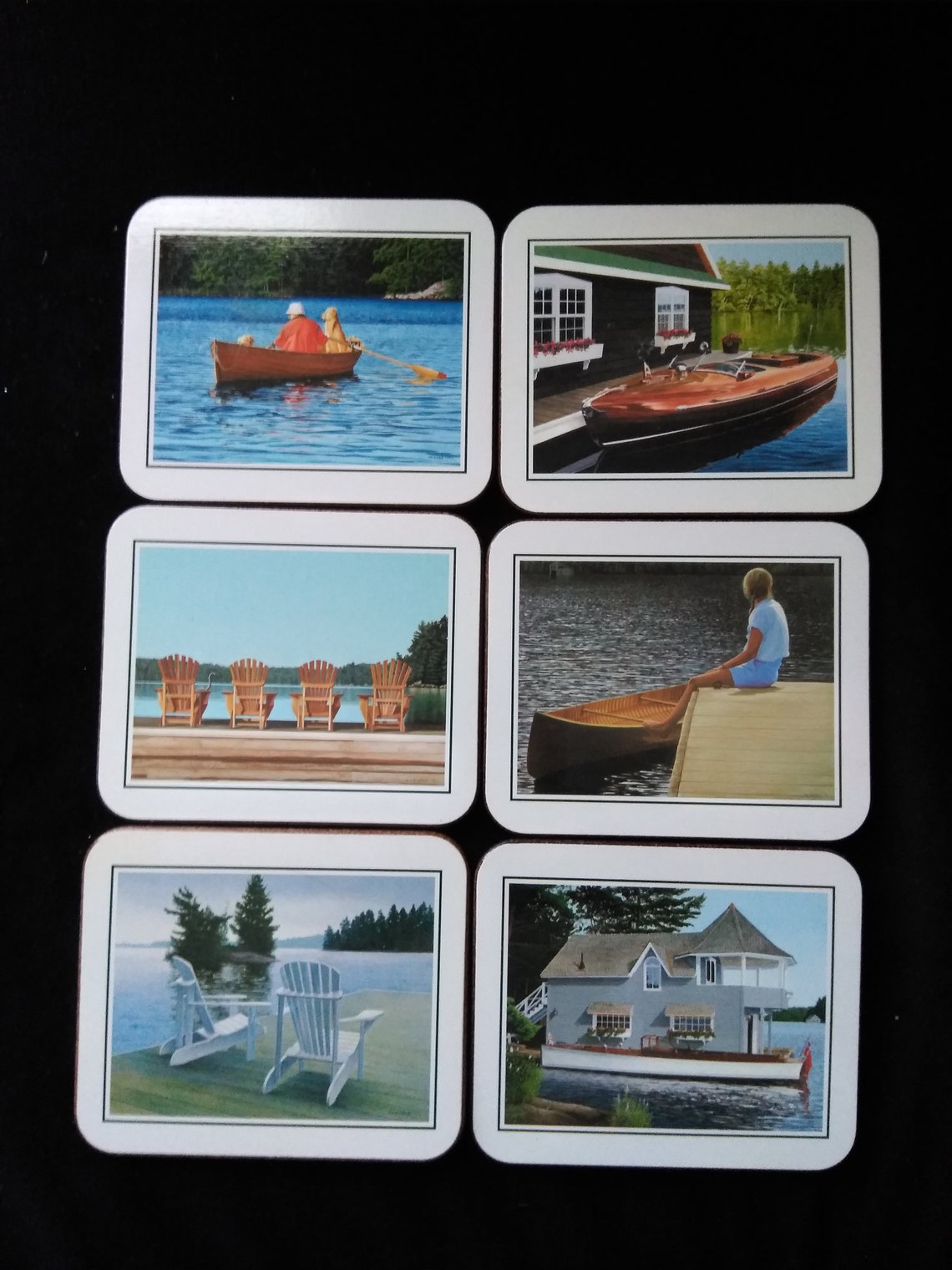 Vintage Summer Scenes Coasters. Six Nautical Coasters Summer - Etsy