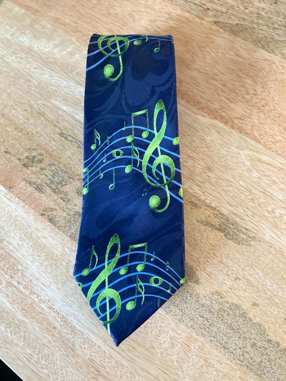 Vintage Steven Harris Musical Score Symbols Necktie - Gem