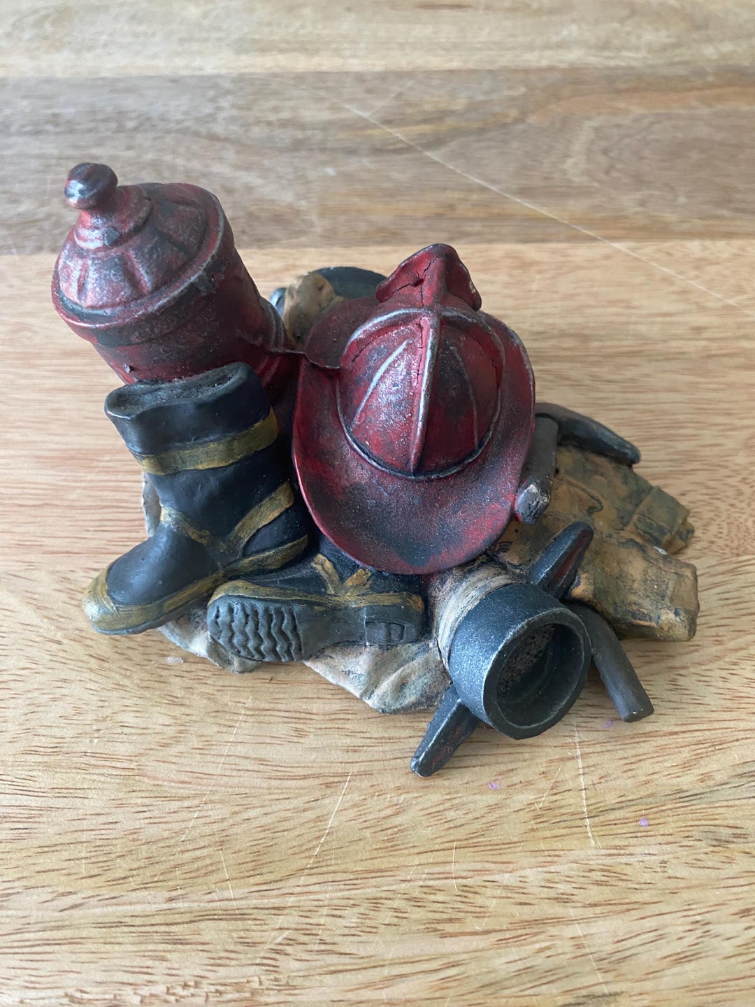 Firefighter Themed Figurine Featuring a Helmet, Boots and a Fire ...