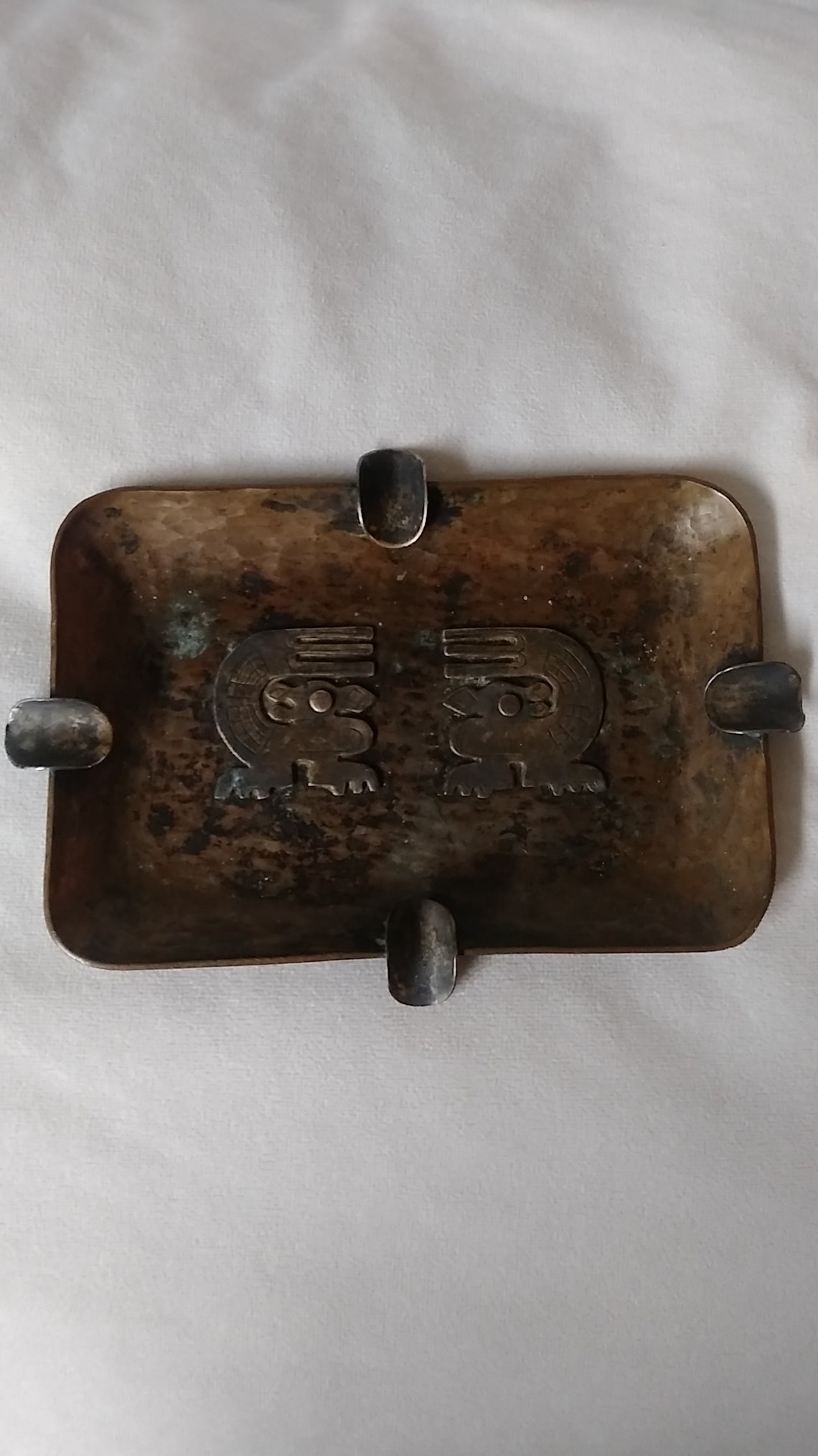 Vintage Brass Hammered Tobacco Ashtray Inca Aztec Mayan | Etsy