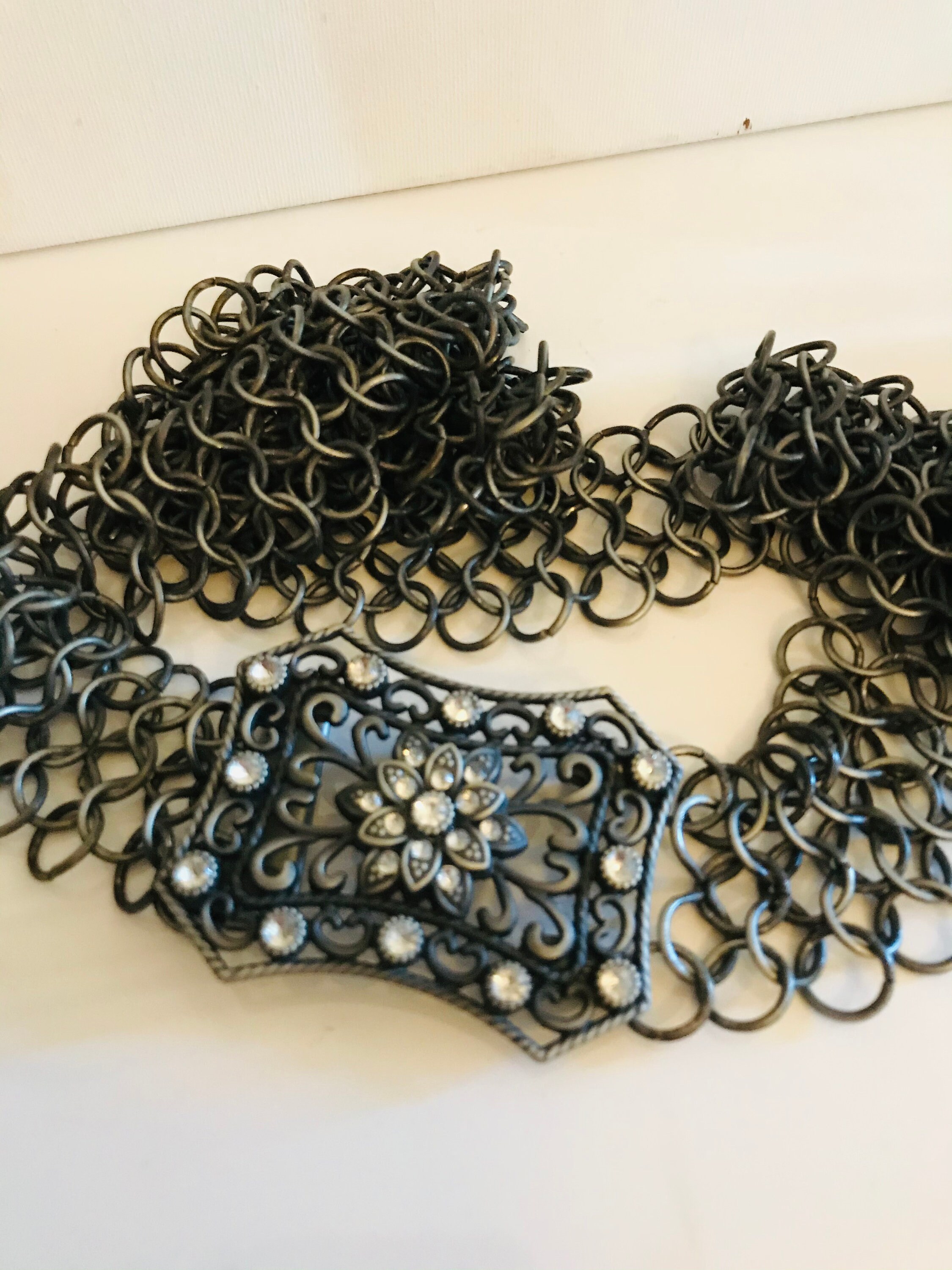 Vintage Chain Belt With Rhinestones. - Etsy