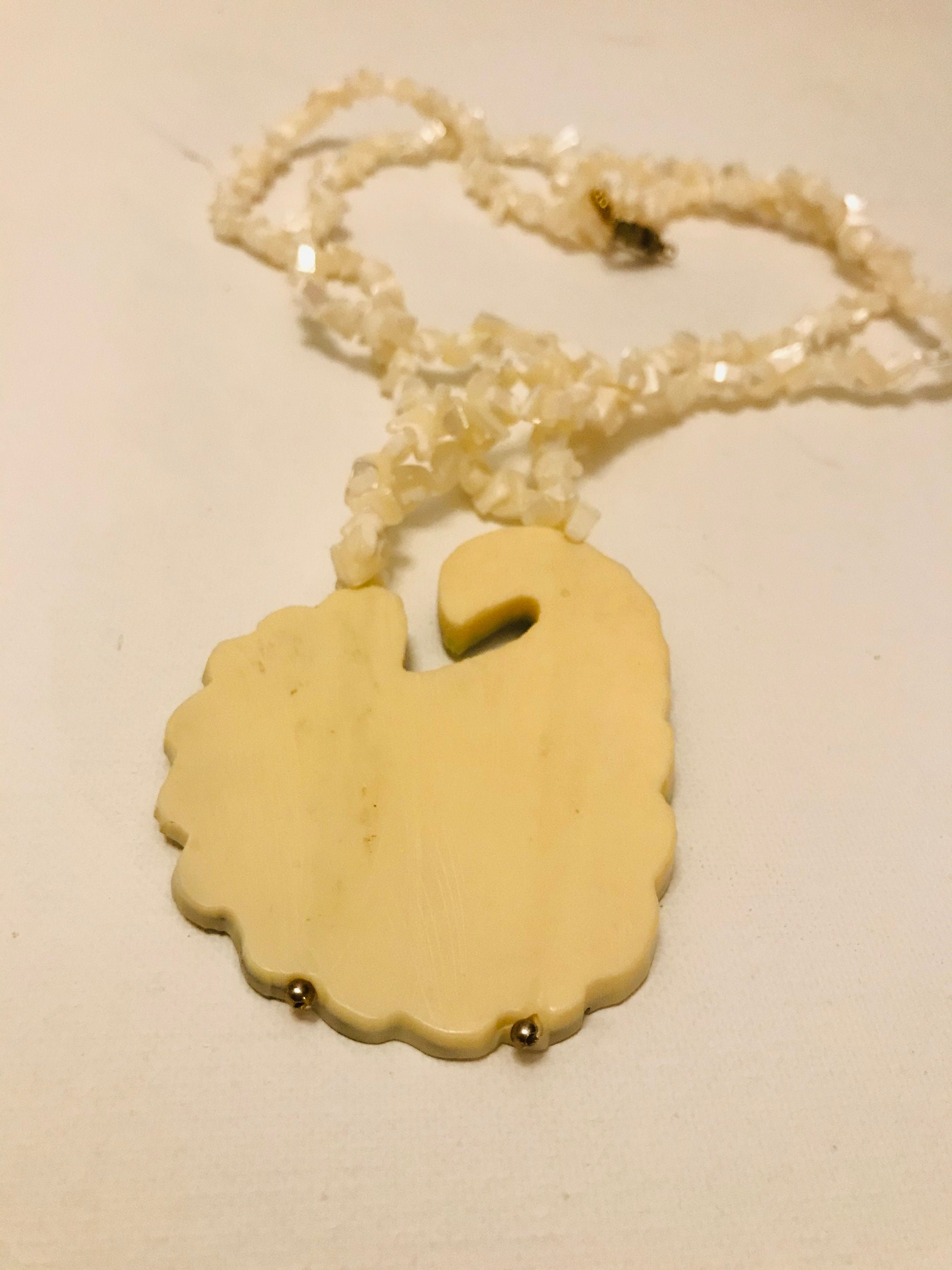 Hand Painted Shell Nuggets and Avalon Exotic Bird Necklace. | Etsy