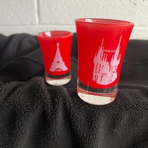 Paris Prague Red Glass Shot Glasses, Set of 2 - Etsy