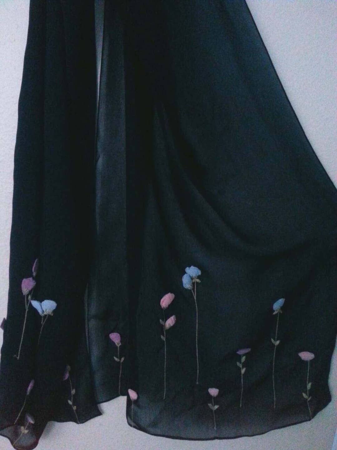 Embroidered Rose Buds Black Wrap Stole Shawl Scarf - Etsy