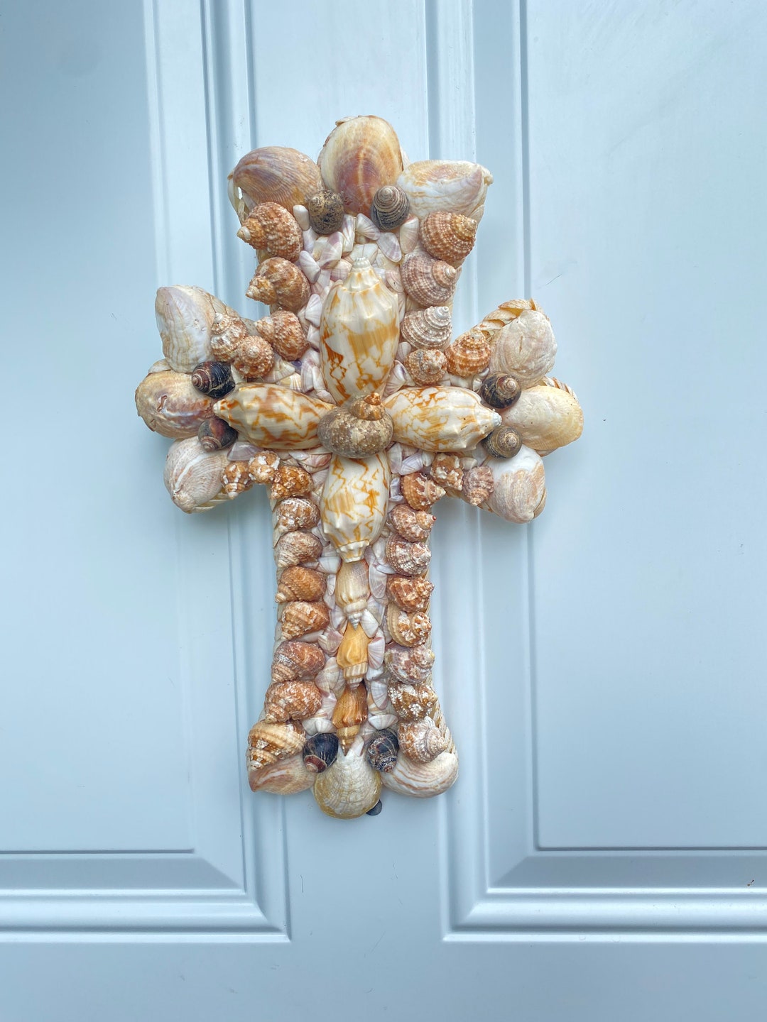 Large Vintage Nautical SEA SHELL CROSS Wall Decor Folk Art. - Etsy
