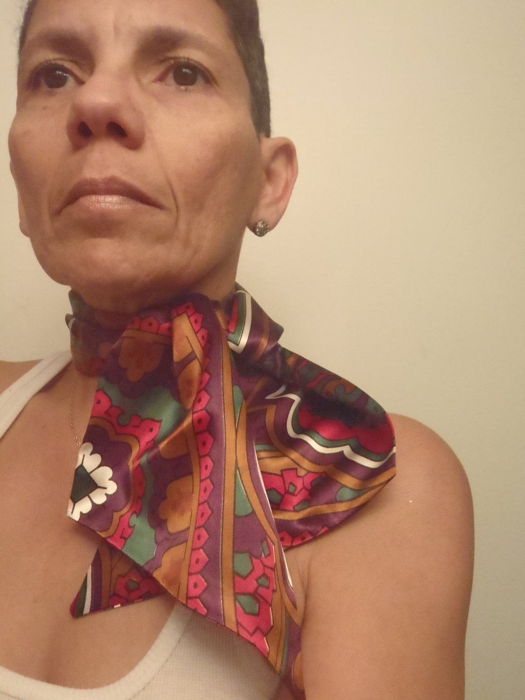 Silk Short Unisex Scarf, Colorful Neckerchief Scarf Flight Attendant ...