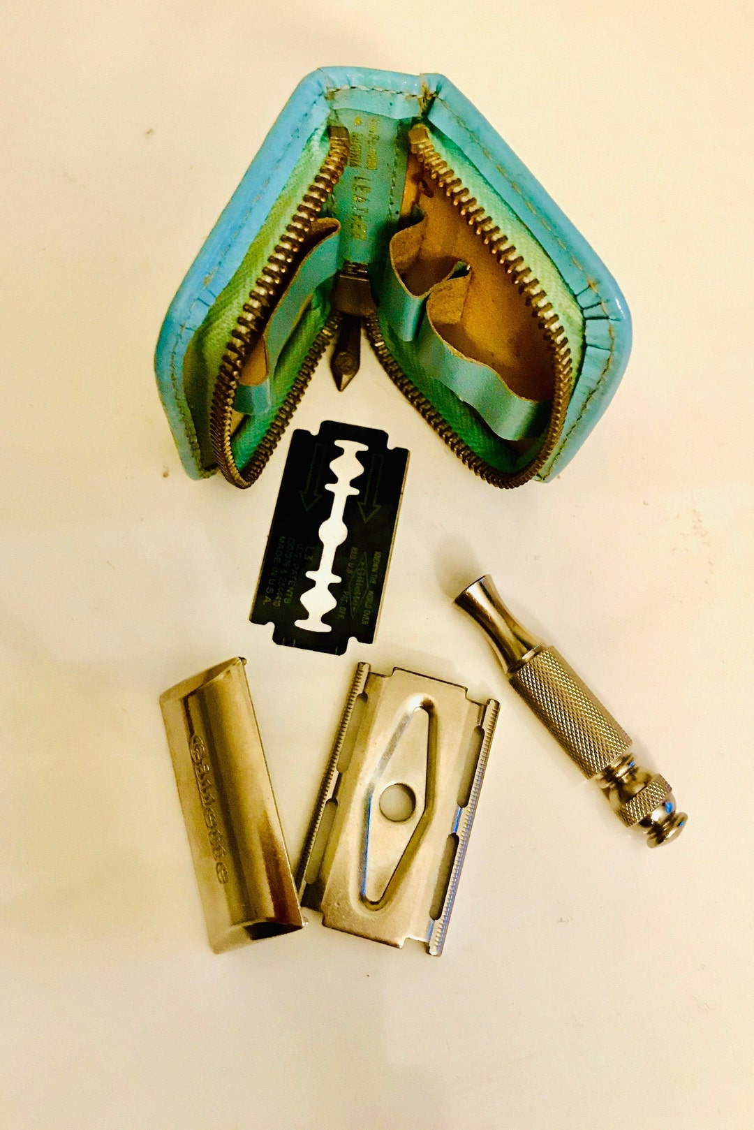 Vintage Mini Travel Gillette Razor With Leather Case - Etsy