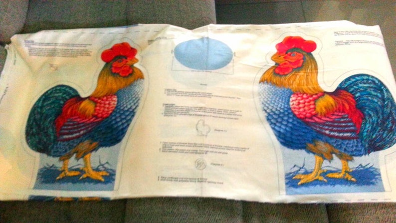 Rooster Fabric Panel: Cranston Print Works, Pillow/craft Supplies - Etsy