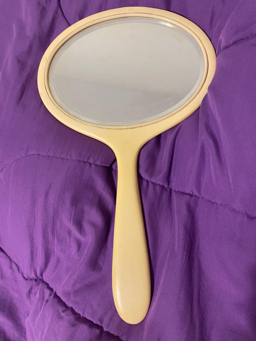 Vintage Celluloid Beige Big Hand Mirror, Prop Mirror, Hair Salon ...