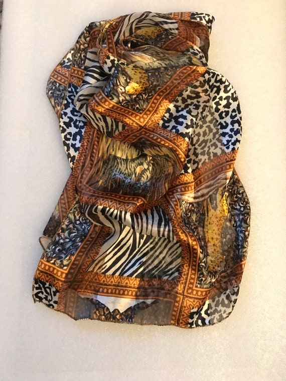 Animal Print Polyester Scarf Zebra and Tiger Neck Wrap | Etsy