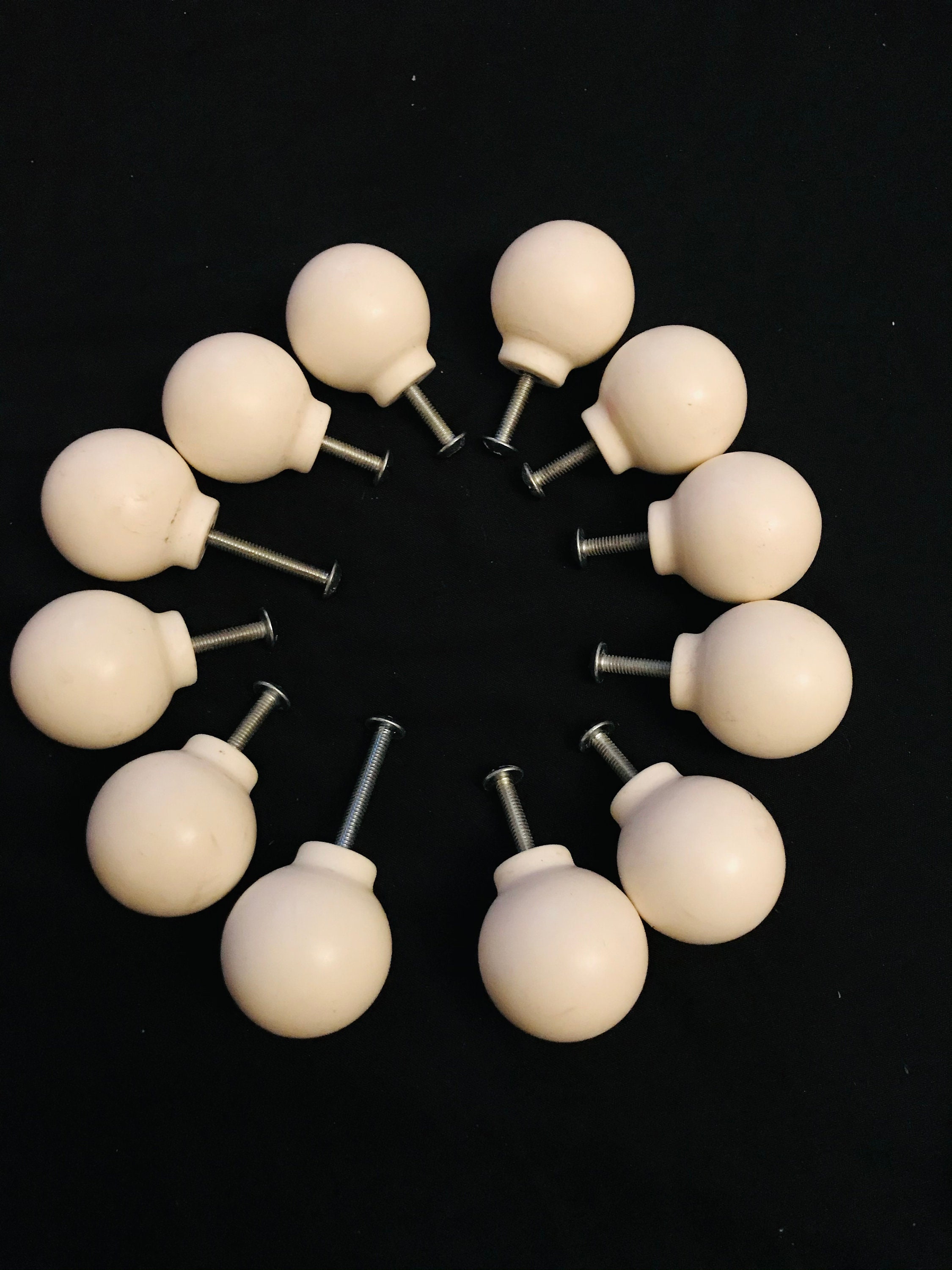 Set of 12 Vintage White Round Solid Plastic Drawer Pulls - Etsy